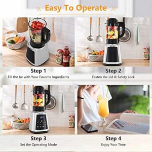 COSTWAY Professional Countertop Blender, 8-in-1 Household Hot & Cold Shake Mixer with 59 oz Jar, 1200 Watt Base, 10-Gear Speed & Built-in Timer, Easy Self-Cleaning, for Smoothies, Soup, Grind, Juice