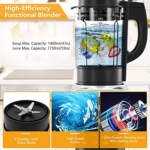 COSTWAY Professional Countertop Blender, 8-in-1 Household Hot & Cold Shake Mixer with 59 oz Jar, 1200 Watt Base, 10-Gear Speed & Built-in Timer, Easy Self-Cleaning, for Smoothies, Soup, Grind, Juice