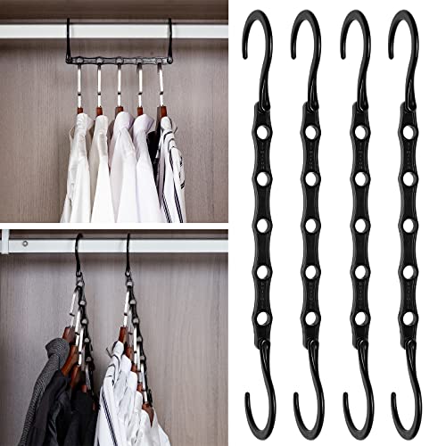 Timirog Closet Organizers and Storage - 10 Pack Space Saving Hangers Magic Hangers Wardrobe Clothes Organization, Apartment College Dorm Room Essentials, Baby Kids Space Saver Hanger Plastic Black