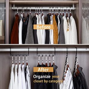 Timirog Closet Organizers and Storage - 10 Pack Space Saving Hangers Magic Hangers Wardrobe Clothes Organization, Apartment College Dorm Room Essentials, Baby Kids Space Saver Hanger Plastic Black