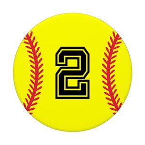 Softball Jersey Number #2 PopSockets Swappable PopGrip