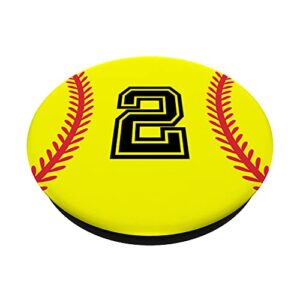 Softball Jersey Number #2 PopSockets Swappable PopGrip