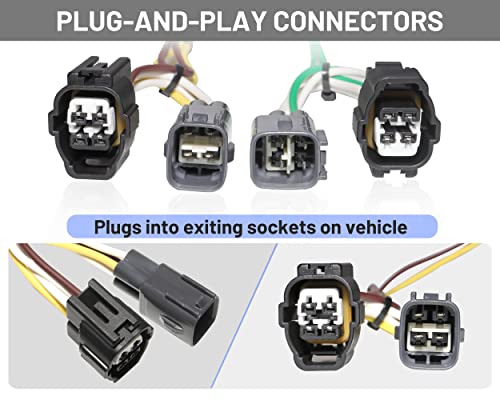 Oyviny Custom 4 Pin Trailer Wiring Harness 55363 for 1998-2006 Jeep TJ/Jeep Wrangler, Plug&Play TJ Trailer Wiring 80 Inches