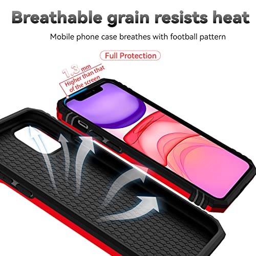 Hitaoyou iPhone 11 Case with Lens Protection, iPhone 11 Case with Camera Cover & Kickstand Military Grade Shockproof Heavy Duty Protective with Magnetic Car Mount Holder Phone case for iPhone 11 red