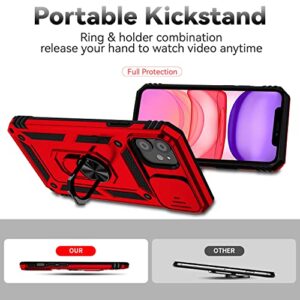 Hitaoyou iPhone 11 Case with Lens Protection, iPhone 11 Case with Camera Cover & Kickstand Military Grade Shockproof Heavy Duty Protective with Magnetic Car Mount Holder Phone case for iPhone 11 red