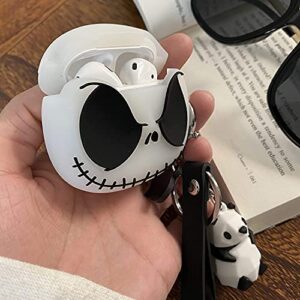 Compatibility with Airpods Case Cover with Panda Keychain, Cool Luminous Skull case Compatible with Airpods 1&2 Cases, Cute Funny 3D Case for Airpods 1&2