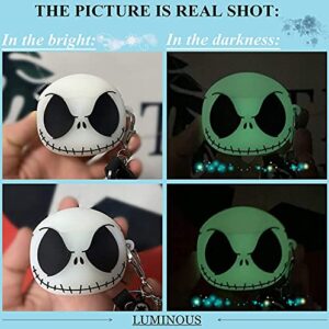 Compatibility with Airpods Case Cover with Panda Keychain, Cool Luminous Skull case Compatible with Airpods 1&2 Cases, Cute Funny 3D Case for Airpods 1&2