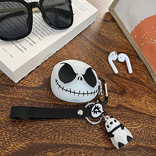 Compatibility with Airpods Case Cover with Panda Keychain, Cool Luminous Skull case Compatible with Airpods 1&2 Cases, Cute Funny 3D Case for Airpods 1&2