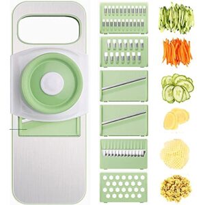 bugucat vegetable chopper, vegetable cutter food slicer dicer, 6 interchangeable blades set veggie slicer manual slicer kitchen for garlic, cabbage, carrot, potato, tomato, fruit, salad