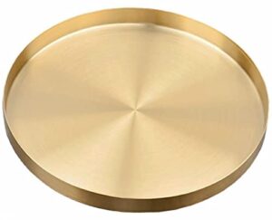 large round gold serving tray 30cm/12 inch decorative vanity tray jewelry makeup organizer bar tray serving tray for coffee, tea, drinks, candle, wine, tableware, perfume room decor