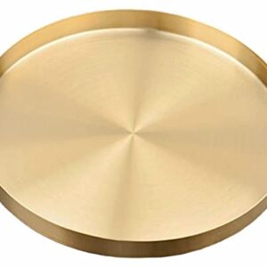 Large Round Gold Serving Tray 30CM/12 Inch Decorative Vanity Tray Jewelry Makeup Organizer Bar Tray Serving Tray for Coffee, Tea, Drinks, Candle, Wine, Tableware, Perfume Room Decor