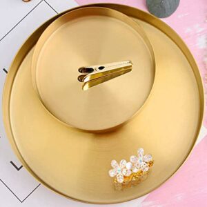 Large Round Gold Serving Tray 30CM/12 Inch Decorative Vanity Tray Jewelry Makeup Organizer Bar Tray Serving Tray for Coffee, Tea, Drinks, Candle, Wine, Tableware, Perfume Room Decor