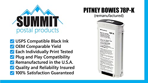 Summit Postal Products Compatible 78P-K Black Postage Meter Ink Cartridge for Pitney Bowes Sendpro P/Connect+ Series Mailing System, 78P-K Production Black Ink Cartridge