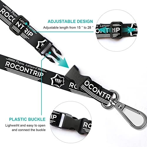 ROCONTRIP Phone Lanyard 1X Crossbody lanyard and 2X Patch Universal Cell Phone Lanyards Adjustable Shoulder Neck Strap Compatible with Most Smartphones (Grey Black)