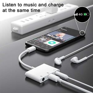 Lightning to Microphone Audio Adapter, Upgraded 3 in 1 Dual 3.5mm Microphone Audio Jack and Charging Aux Headphone Splitter Adapter, Compatible with iPhone 12/11/iPad