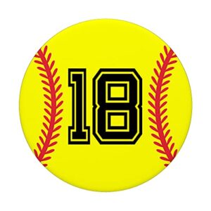 Softball Jersey Number #18 PopSockets Swappable PopGrip