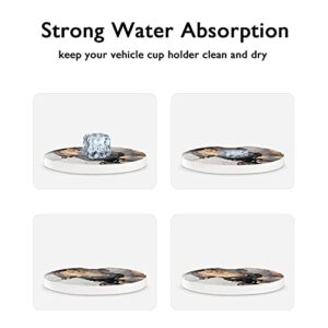 Car Coasters Pack of 2,Absorbent Ceramic Car Coasters,Drink Cup Holder Coastersfor Women Men,with A Finger Notch for Easy Removal Black Gold Marble