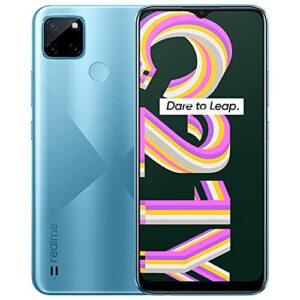 realme c21y (64gb, 4gb) 6.5" hd+, 5000mah battery, instant finger print, dual sim gsm unlocked global 4g lte - international model rmx3261 (fast car charger bundle, cross blue)