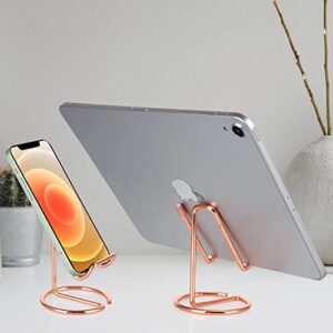 ROPOSY Cell Phone Stand for Desk, Cute Metal Rose Gold Cell Phone Stand Holder Desk Accessories, Compatible with All Mobile Phones, iPhone, Switch, iPad