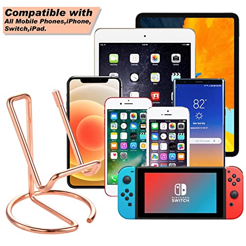 ROPOSY Cell Phone Stand for Desk, Cute Metal Rose Gold Cell Phone Stand Holder Desk Accessories, Compatible with All Mobile Phones, iPhone, Switch, iPad