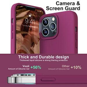 Vooii Compatible with iPhone 13 Pro Max Case 6.7 inch, Silicone Ultra Slim Shockproof Protective Phone Case with [Ring Kickstand] [Soft Anti-Scratch Microfiber Lining], WineRed