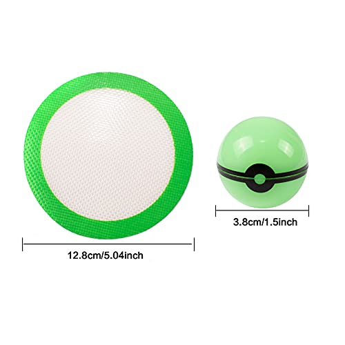 Joliand 6ml Pokeball Container, Silicone Wax Container Glows in The Dark, Food-Grade Silicone Container, Non-Stick Wax Oil Multi-Purpose Wax Storage Container (Green)