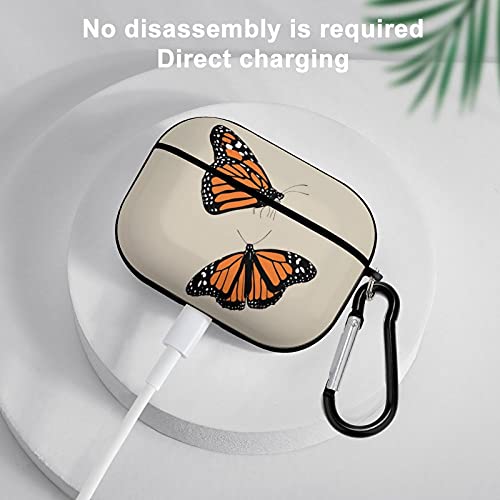 Butterflies Monarch Airpods Case Cover for Apple AirPods Pro Cute Airpod Case for Boys Girls PC Hard Silicone Protective Skin Airpods Accessories with Keychain