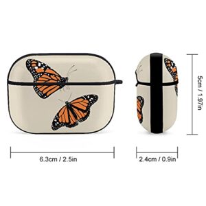 Butterflies Monarch Airpods Case Cover for Apple AirPods Pro Cute Airpod Case for Boys Girls PC Hard Silicone Protective Skin Airpods Accessories with Keychain