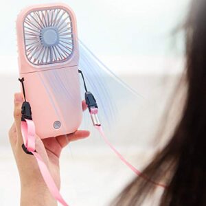 New Upgrade Handheld Fan Small Personal Fan with 3 Speeds Neck Rechargeable Portable Fan Powerful Mini USB Outdoor Fan Quiet Small Desk Fan Free Angle Good for Travel Home Office School - Blue