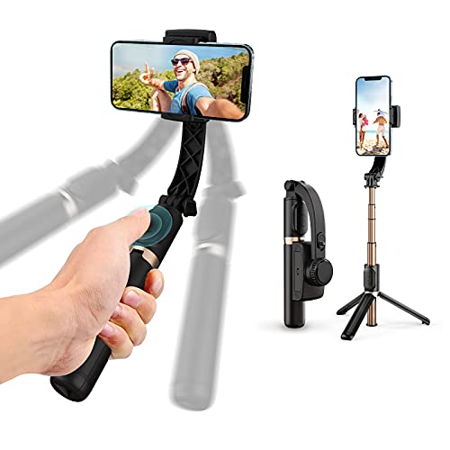 Gimbal Stabilizer with Selfie Stick for iPhone: Portable Handheld Gimble with Tripod & Remote for Cell Phone Camera & Samsung Android Smartphone Recording Video & Vlogging on Tiktok & YouTube