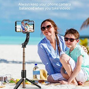 Gimbal Stabilizer with Selfie Stick for iPhone: Portable Handheld Gimble with Tripod & Remote for Cell Phone Camera & Samsung Android Smartphone Recording Video & Vlogging on Tiktok & YouTube