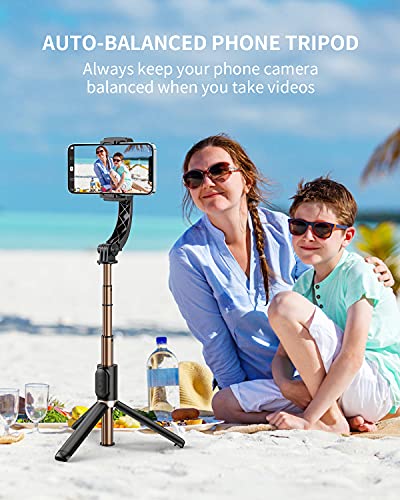 Gimbal Stabilizer with Selfie Stick for iPhone: Portable Handheld Gimble with Tripod & Remote for Cell Phone Camera & Samsung Android Smartphone Recording Video & Vlogging on Tiktok & YouTube