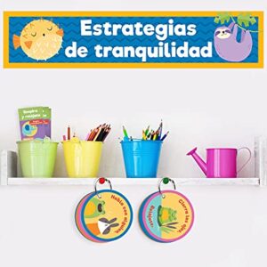 Carson Dellosa Estrategias de tranquilidad/Calming Strategies Instructional Set—2-Sided Banner, Calming Strategy Reminders, and Bookmarks for Social Emotional Learning, Spanish Edition (69 pc)