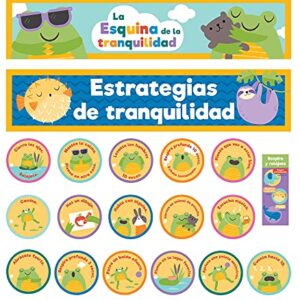 Carson Dellosa Estrategias de tranquilidad/Calming Strategies Instructional Set—2-Sided Banner, Calming Strategy Reminders, and Bookmarks for Social Emotional Learning, Spanish Edition (69 pc)