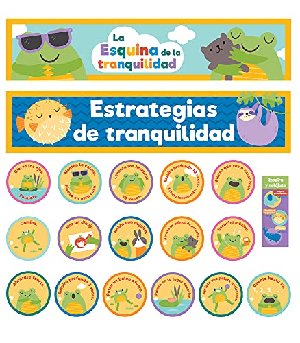 Carson Dellosa Estrategias de tranquilidad/Calming Strategies Instructional Set—2-Sided Banner, Calming Strategy Reminders, and Bookmarks for Social Emotional Learning, Spanish Edition (69 pc)