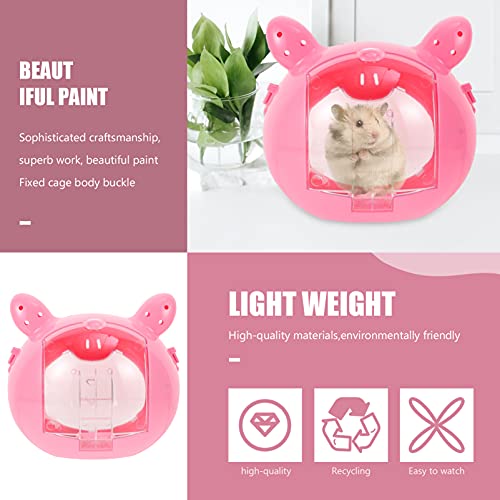 balacoo Pet Hamster Carrier Cage Portable Hamster Cage Mouse Carrier for African Miniature Rabbit Chinchilla Squirrel Pink