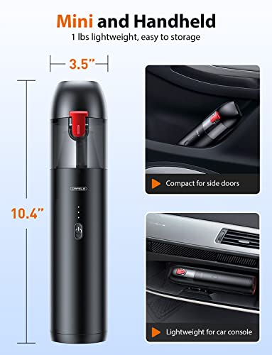 CAFELE Car Vacuum Cordless Rechargeable, 【Instant Car Interior Clean】Portable 7500mAh Wireless Handheld Car Vacuum Cleaner, Mini Battery Operated Car Vacuum for Pet Hair, Food Crumbs, Detail Cleaning