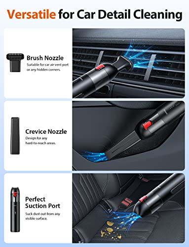 CAFELE Car Vacuum Cordless Rechargeable, 【Instant Car Interior Clean】Portable 7500mAh Wireless Handheld Car Vacuum Cleaner, Mini Battery Operated Car Vacuum for Pet Hair, Food Crumbs, Detail Cleaning