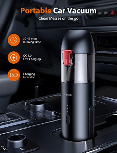 CAFELE Car Vacuum Cordless Rechargeable, 【Instant Car Interior Clean】Portable 7500mAh Wireless Handheld Car Vacuum Cleaner, Mini Battery Operated Car Vacuum for Pet Hair, Food Crumbs, Detail Cleaning