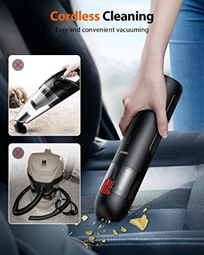 CAFELE Car Vacuum Cordless Rechargeable, 【Instant Car Interior Clean】Portable 7500mAh Wireless Handheld Car Vacuum Cleaner, Mini Battery Operated Car Vacuum for Pet Hair, Food Crumbs, Detail Cleaning