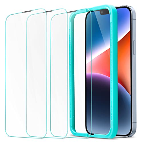 ESR for iPhone 14/13 / 13 Pro Screen Protector, Easy Installation Frame, Military-Grade Protection, Ultra ToughScratch Resistant, Tempered-Glass Screen Protector for iPhone 14/13 / 13 Pro, 3 Pack