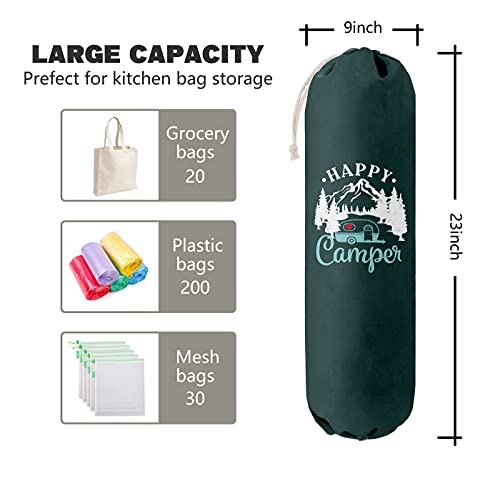 Happy Camper, Grocery Bags Holder Organizer For Shopping Bags, Wall Mount Plastic Bags Storage Container Dispensers, Gift For The Preferred Family And Friends