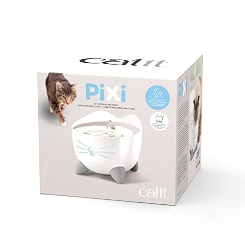 Catit PIXI Drinking Fountain – Cat Water Fountain with Triple Filter and Ergonomic Drinking Options, Stainless Steel