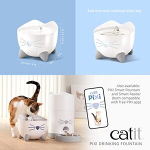 Catit PIXI Drinking Fountain – Cat Water Fountain with Triple Filter and Ergonomic Drinking Options, Stainless Steel