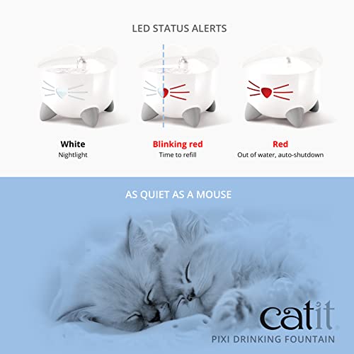 Catit PIXI Drinking Fountain – Cat Water Fountain with Triple Filter and Ergonomic Drinking Options, Stainless Steel