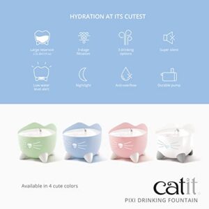 Catit PIXI Drinking Fountain – Cat Water Fountain with Triple Filter and Ergonomic Drinking Options, Stainless Steel