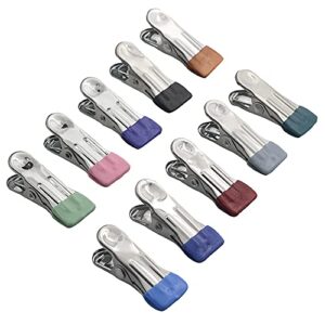 XINMEIWEN 50Pack 10Colors Metal Colored Clothes Pins Stainless Steel Clothes Clamps Utility Clothes Pins for Hanging Clothes Towels or Sealing Foods Bags