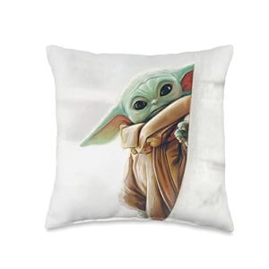 star wars the mandalorian grogu white throw pillow