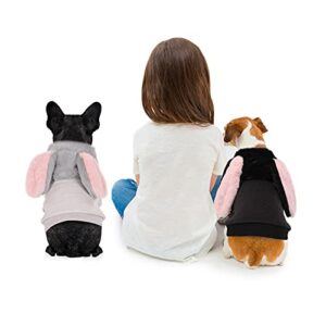 ROZKITCH Plush Dog Hoodie for Small Medium Dog Boy Girl, Carton Rabbit Bunny Style Soft Pet Costume Sweater Coat for Spring/Autumn/Winter Cold Weather Puppy Halloween Christmas Outfit with Leash Hole