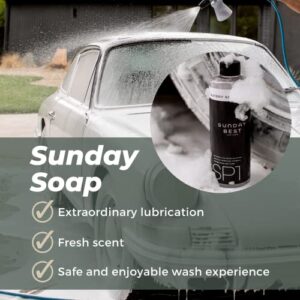 Sunday Best Car Care | Concentrated Foaming Car & Truck Wash Soap, Bucket Washing or Use Foam Cannon & Gun for Touchless Scratch Free Cleaning, pH Neutral, Easy Rinse & Ultimate Shine Professional Quality (16oz)